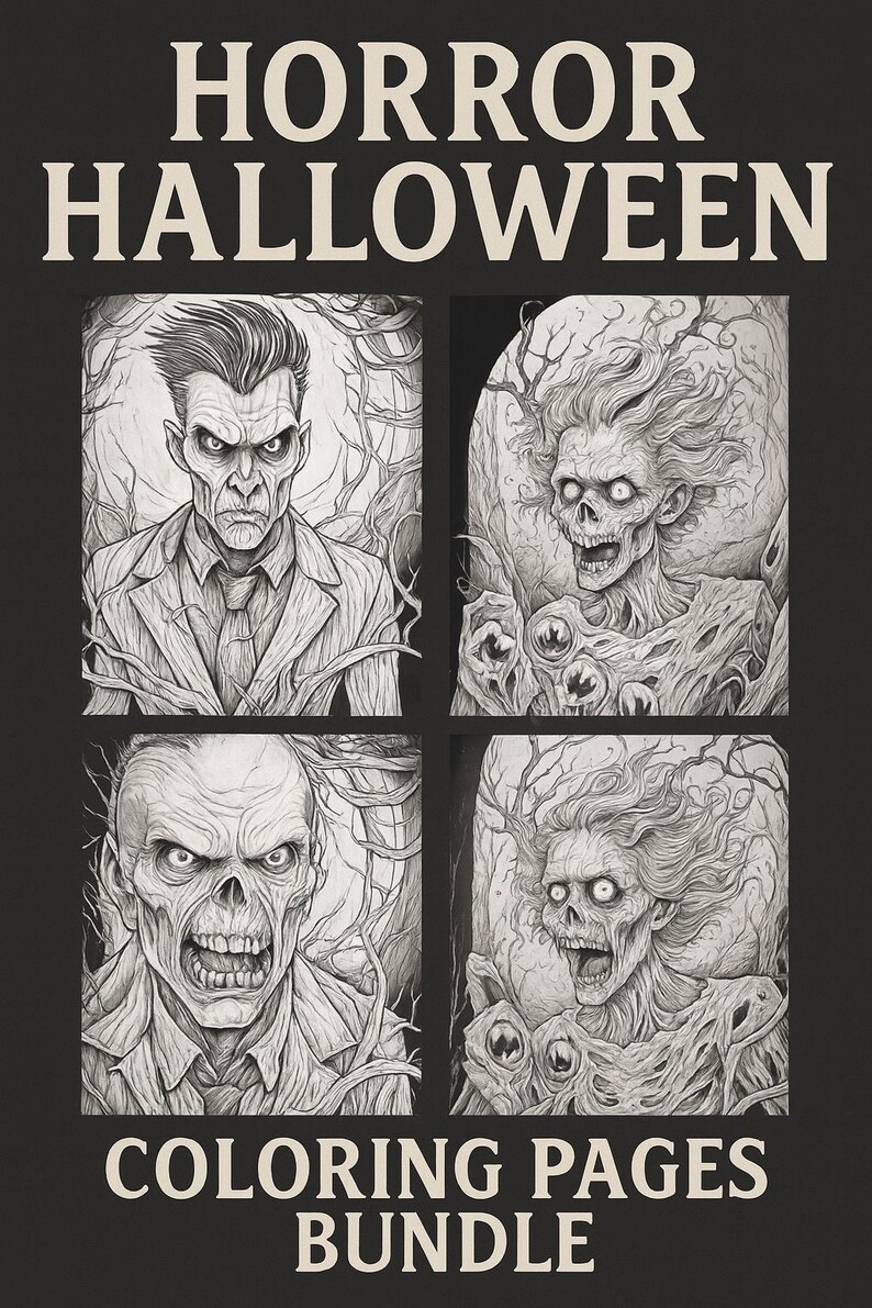 Horror Halloween Clipart: Creepy Faces PNG Designs, Scary Portrait Art ...