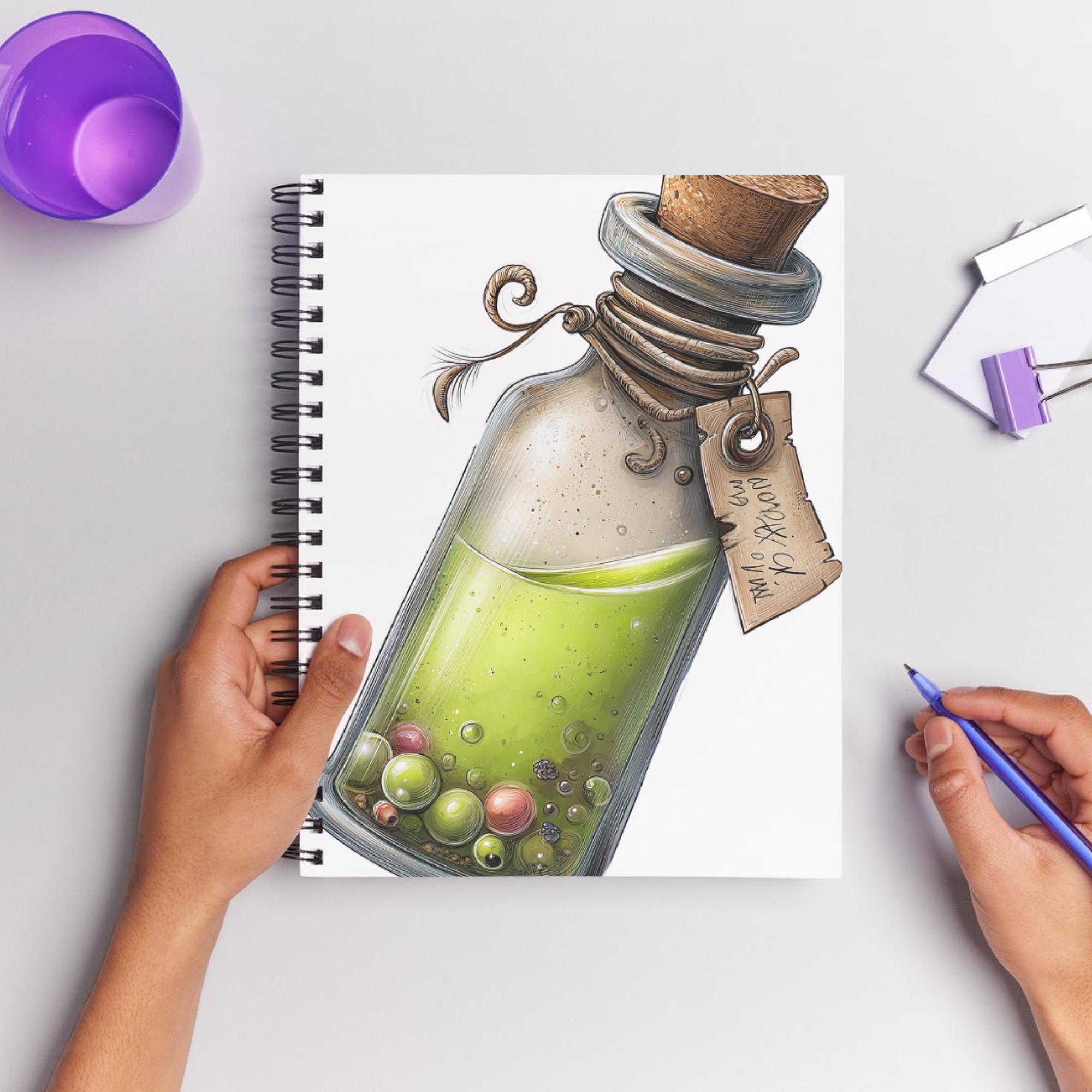 5 Halloween Potion Bottles Clipart: Spooky Witch Illustration (digital ...