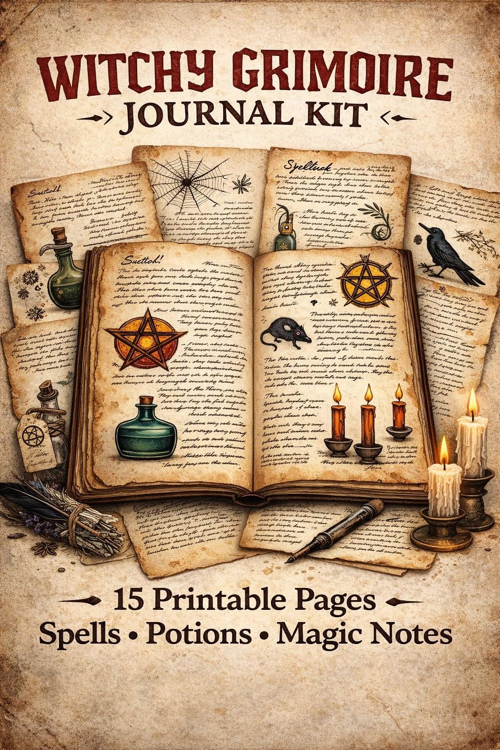 Witchy Journal Pages: Grimoire Spell Book Printable Planner Kit ...