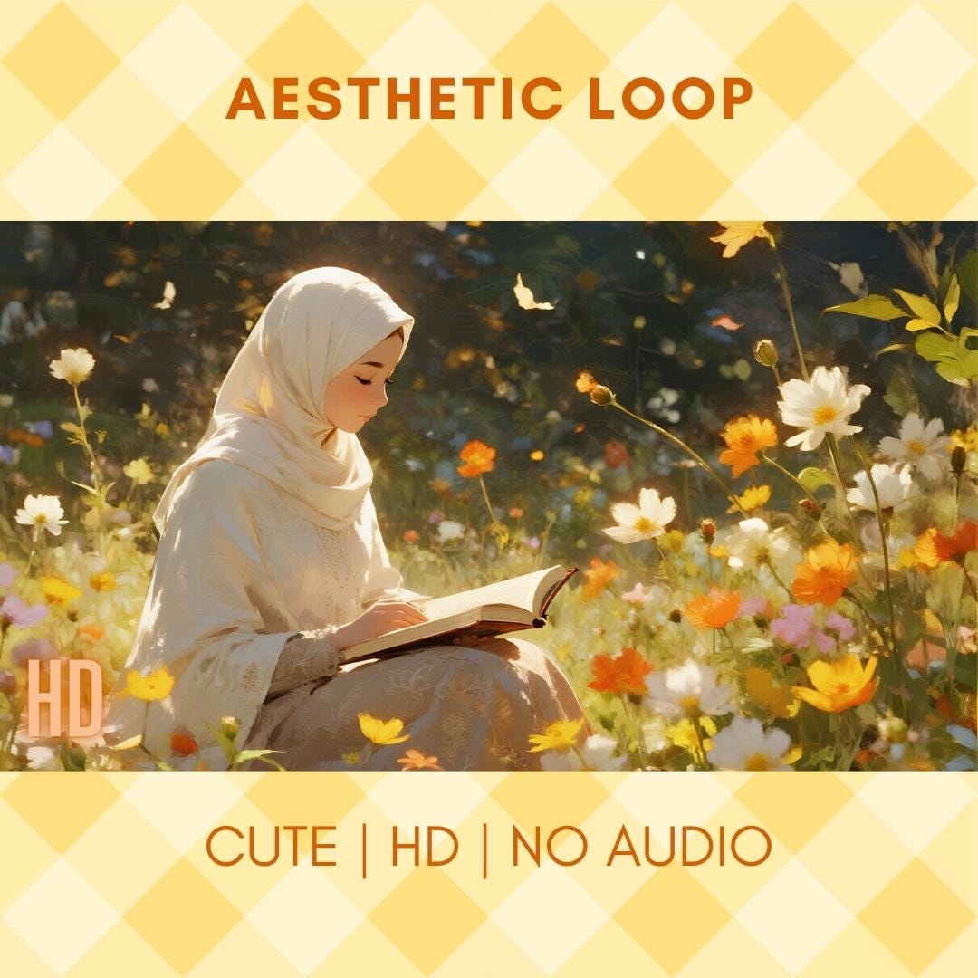 Serene Hijabi Girl Reading - Aesthetic Loop - Etsy