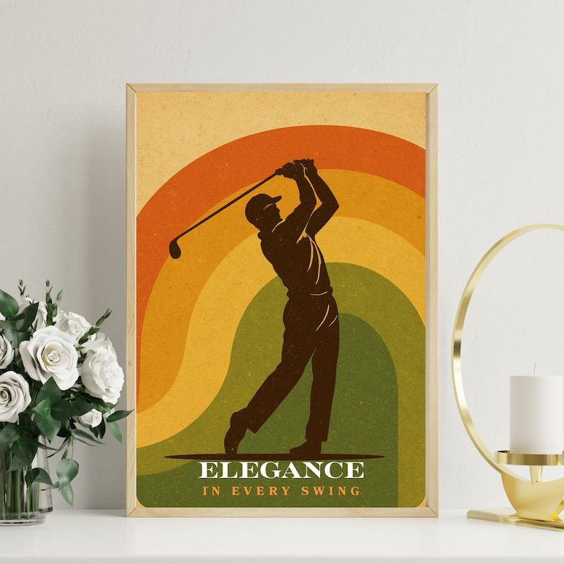 Vintage Golf Poster Retro Art Print | Mid-century Modern Golfer ...