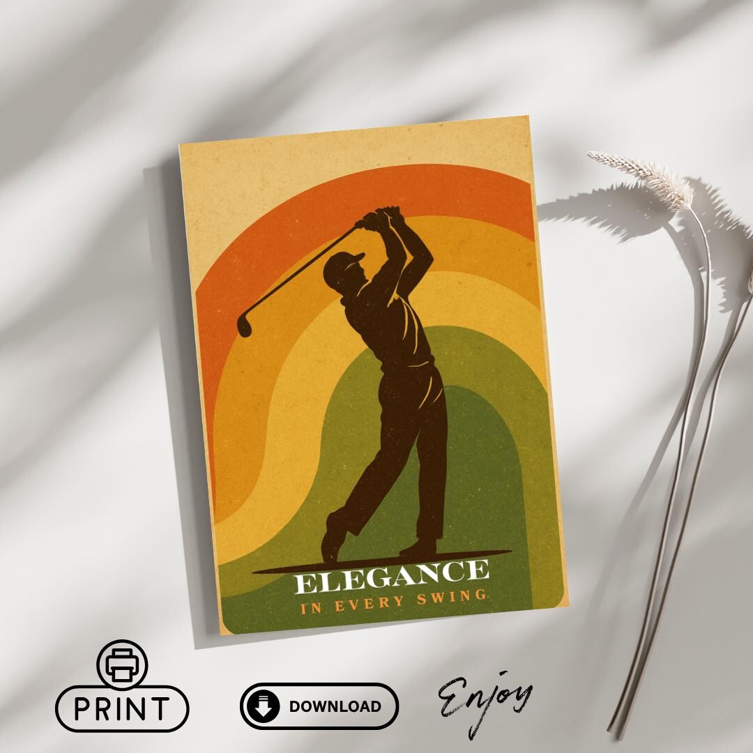 Vintage Golf Poster Retro Art Print | Mid-century Modern Golfer ...