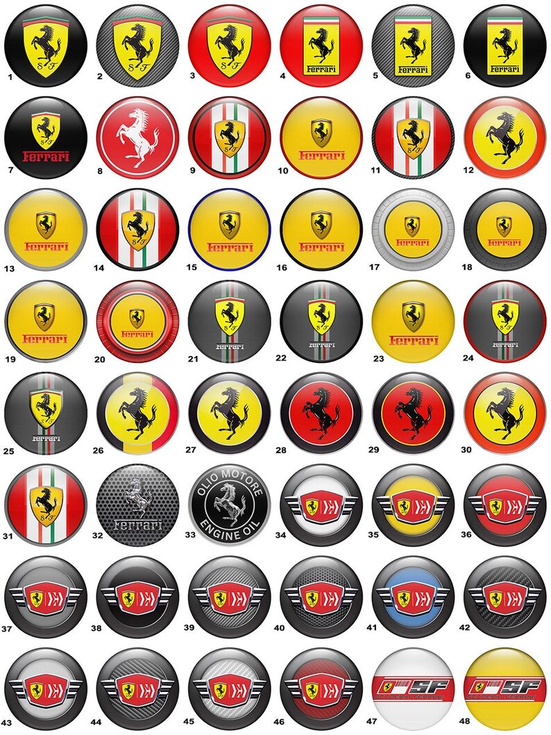 Ferrari Wheel Center Cap Stickers: 3D Domed Emblem, Handmade Vinyl ...