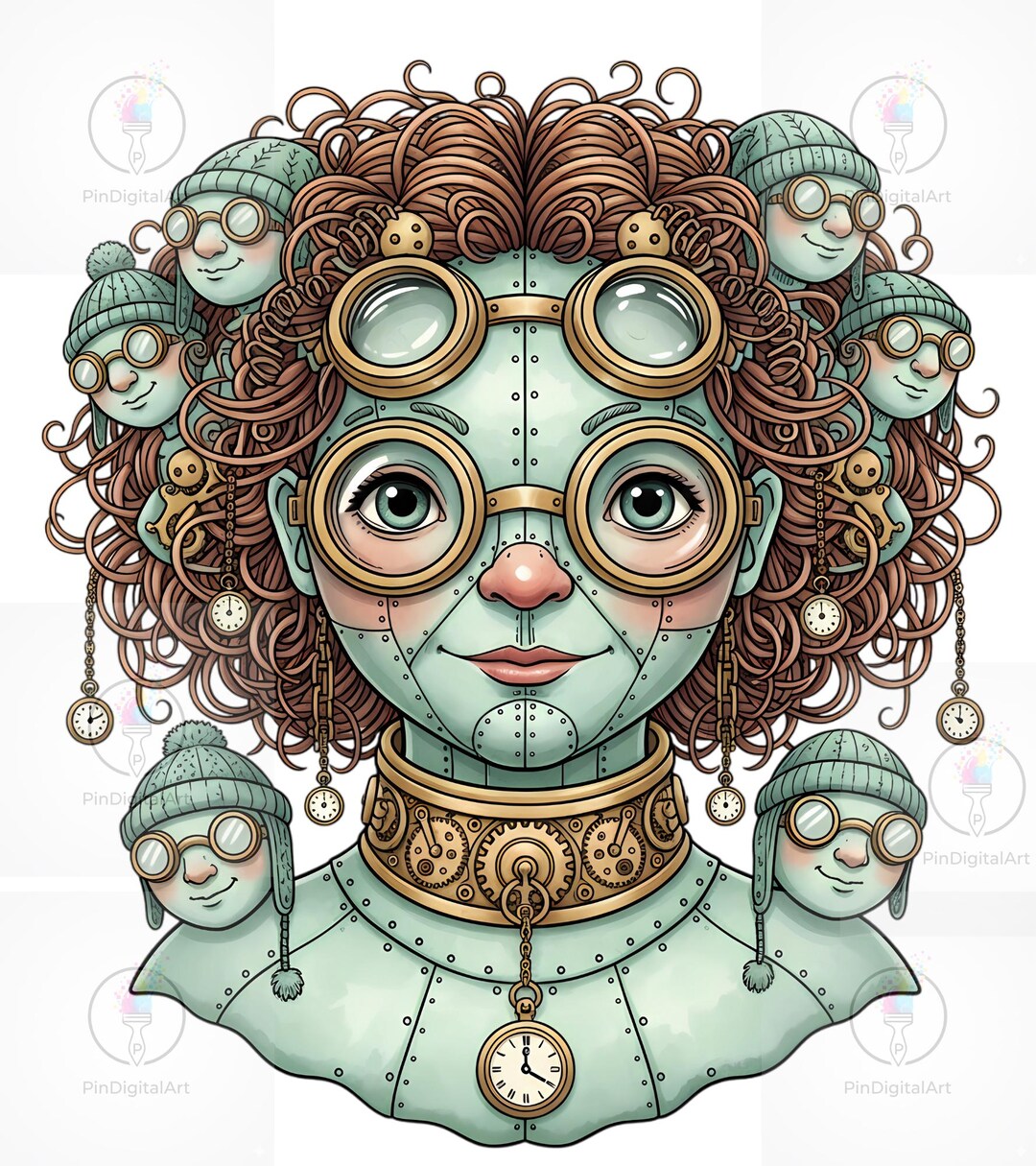 Steampunk Robot Woman PNG File | Vintage Clockwork Character Digital ...