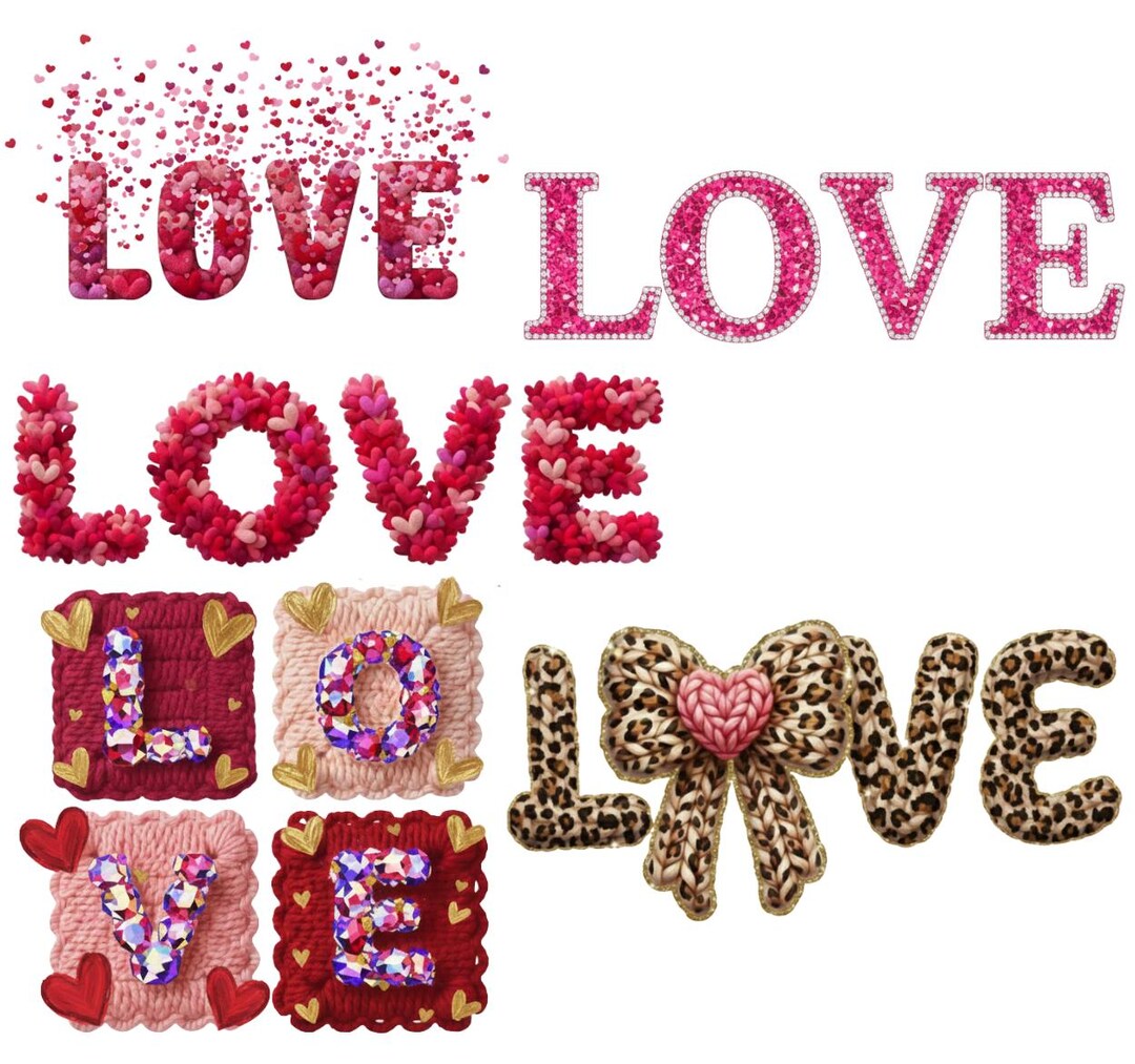 Valentine Word Art PNG Set - Etsy