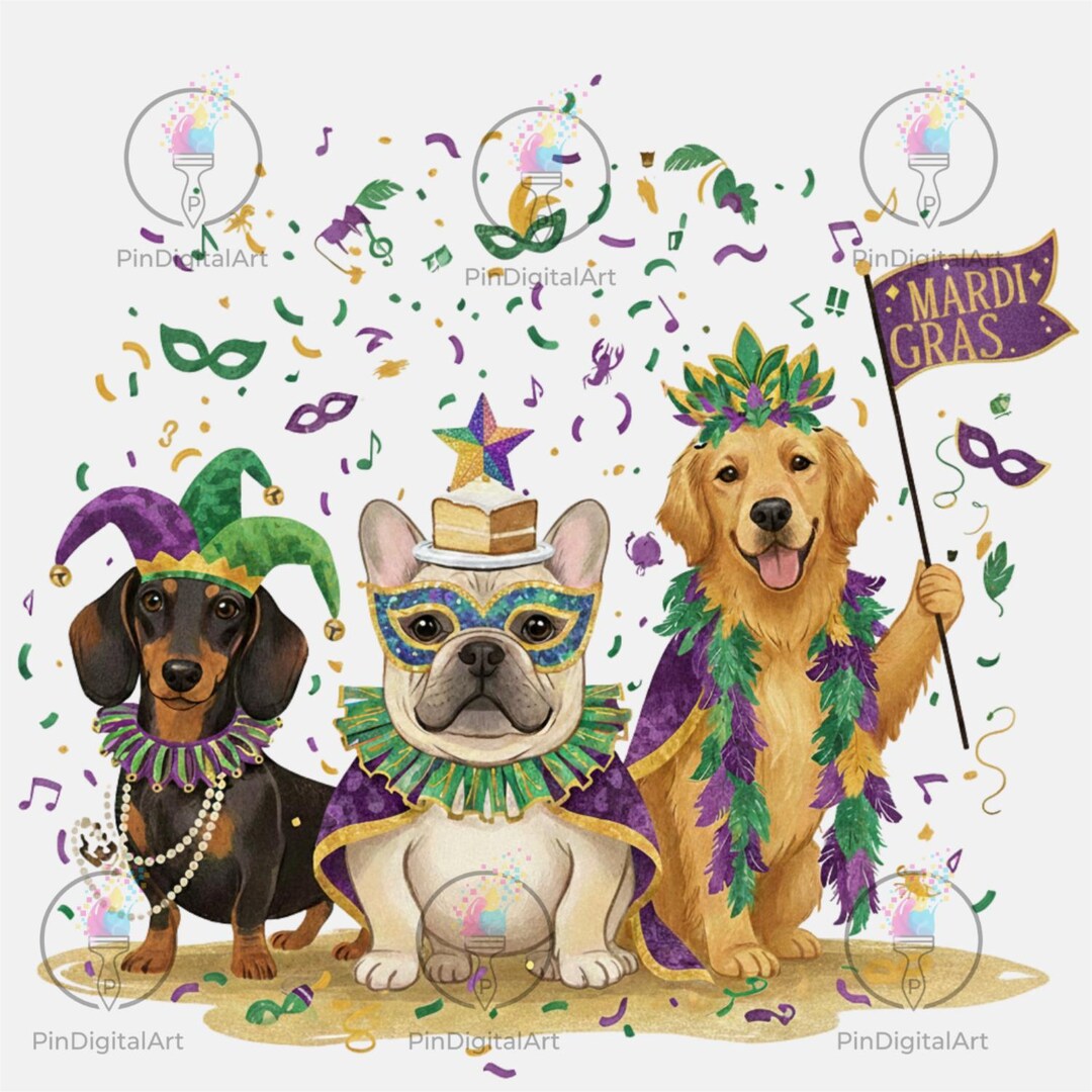 Mardi Gras Dogs PNG - Festive Puppies Party Sublimation Design - Etsy
