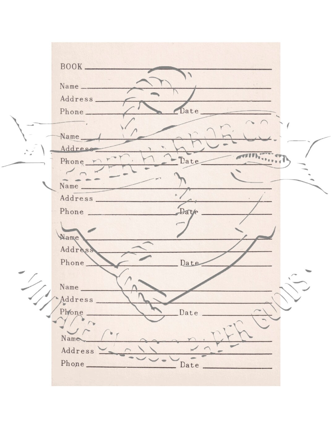 Vintage Library Book Reserve Card PNG Digital Image Clip Art Commercial ...