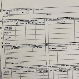 Vintage Conductors Report of Passenger Train Operation and Passengers ...