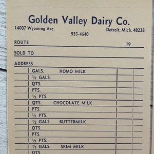 Vintage Golden Valley Dairy Co Duplicate Receipts Set of 2 Duplicates ...