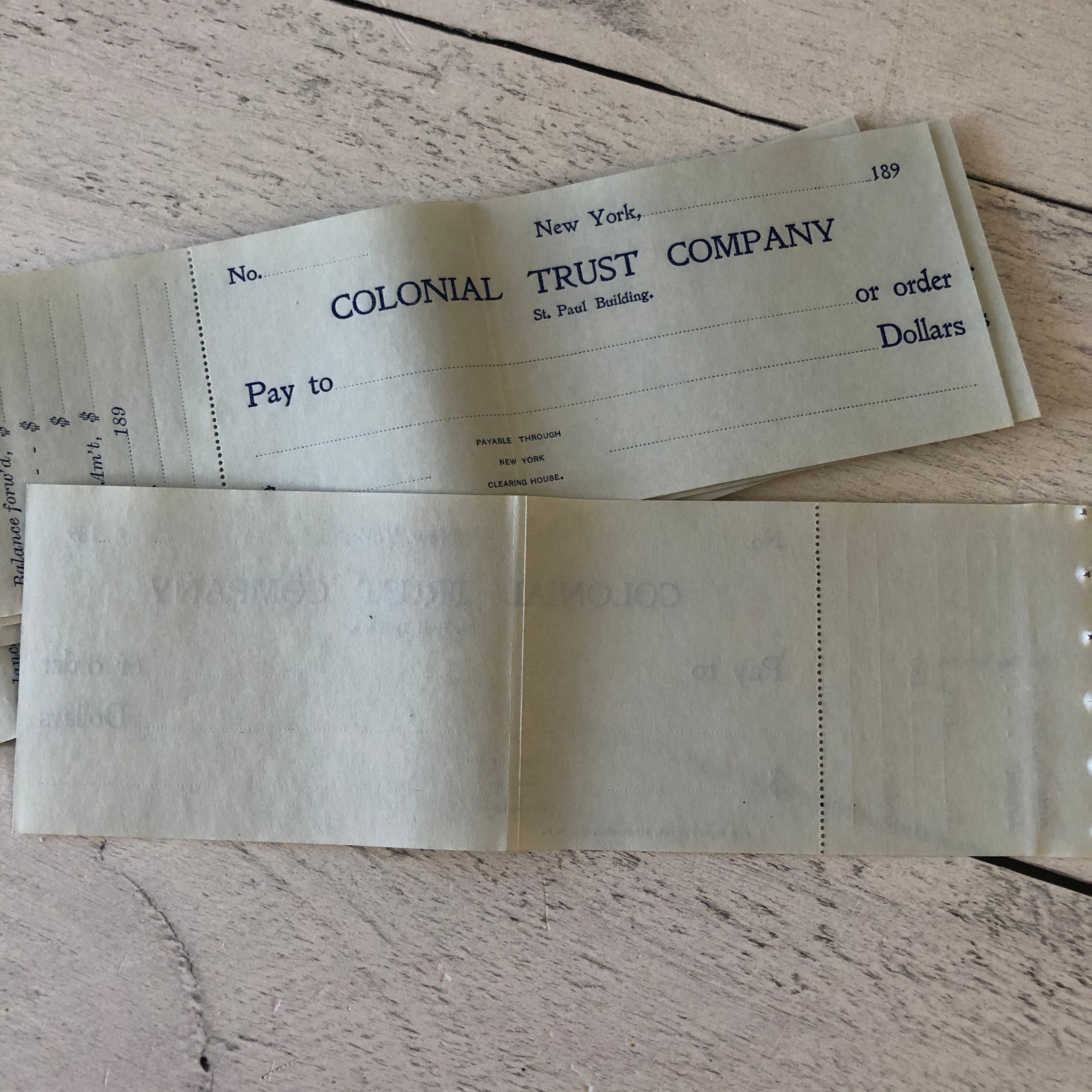 Antique 1890s Colonial Trust Company of New York Checks With | Etsy