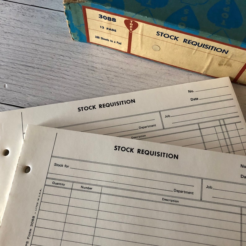Vintage Tops Stock Requisition Forms No. 3088 Choose Full Book or ...