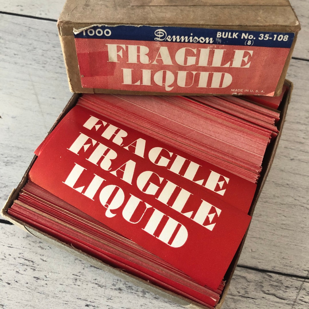 Vintage Dennison Fragile Liquid Labels Set of 10 - Etsy