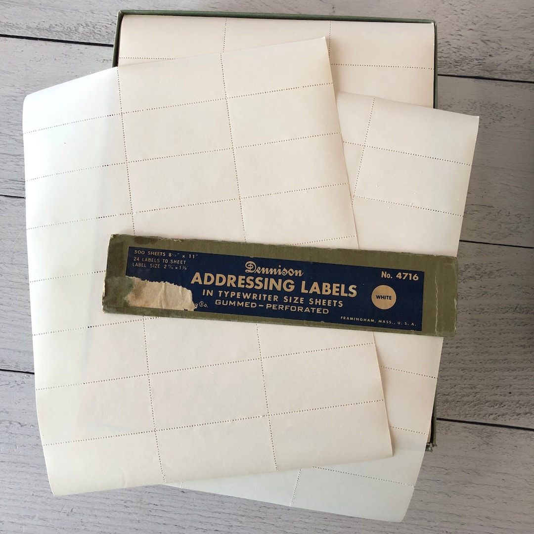Dennison Addressing Labels No. 4716 in WHITE- for Typewriters, Set of 5 ...