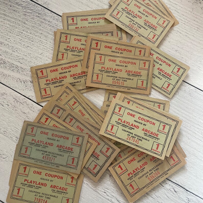 Vintage Playland Arcade Gaming Coupon, Single Ticket Made by the Globe ...