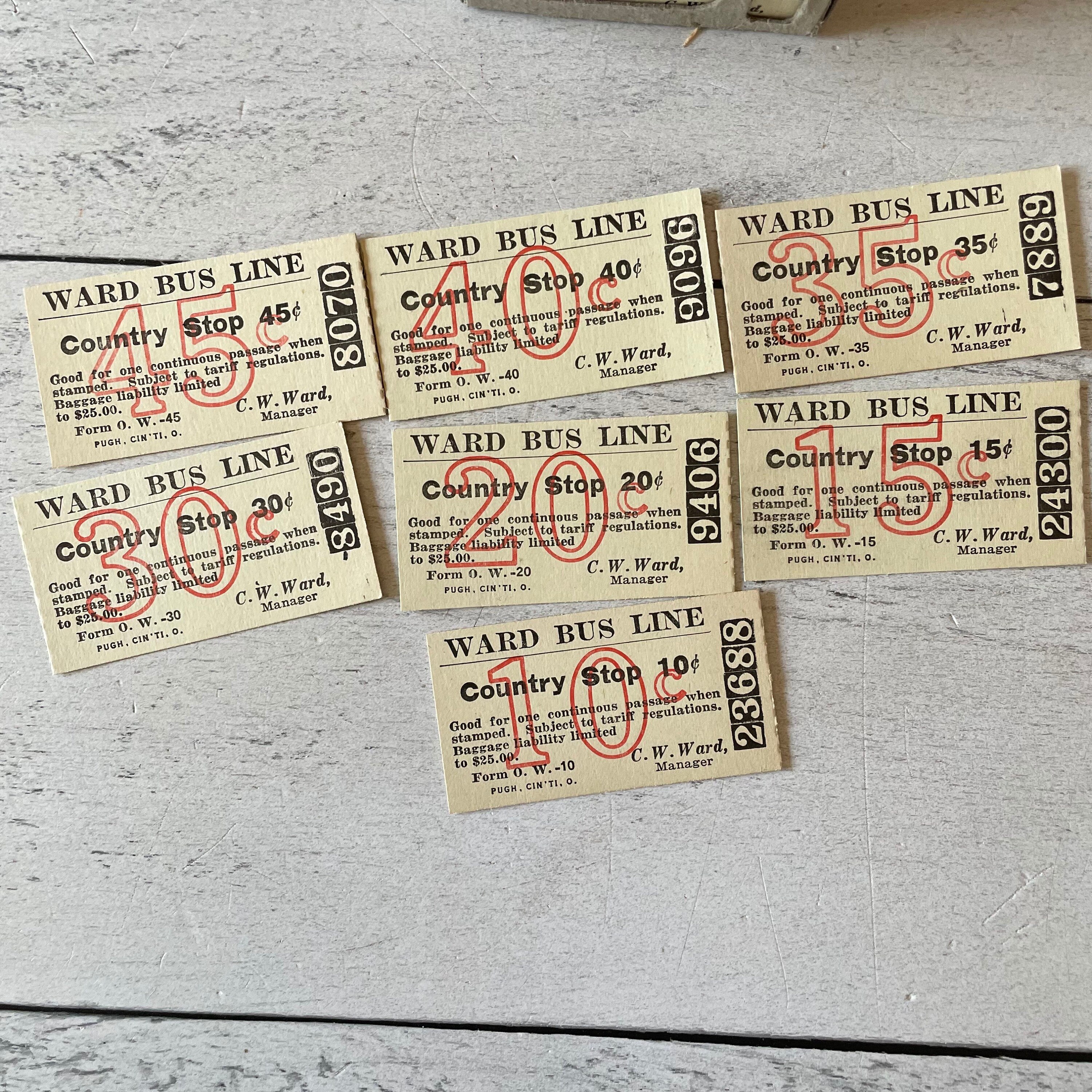 Vintage Ward Bus Lines Country Stop Tickets Set of 7 - Etsy
