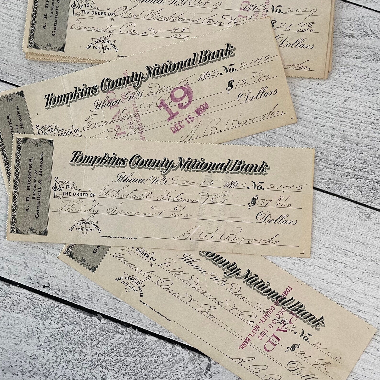 Antique 1890's Tompkins County National Bank Checks - Etsy