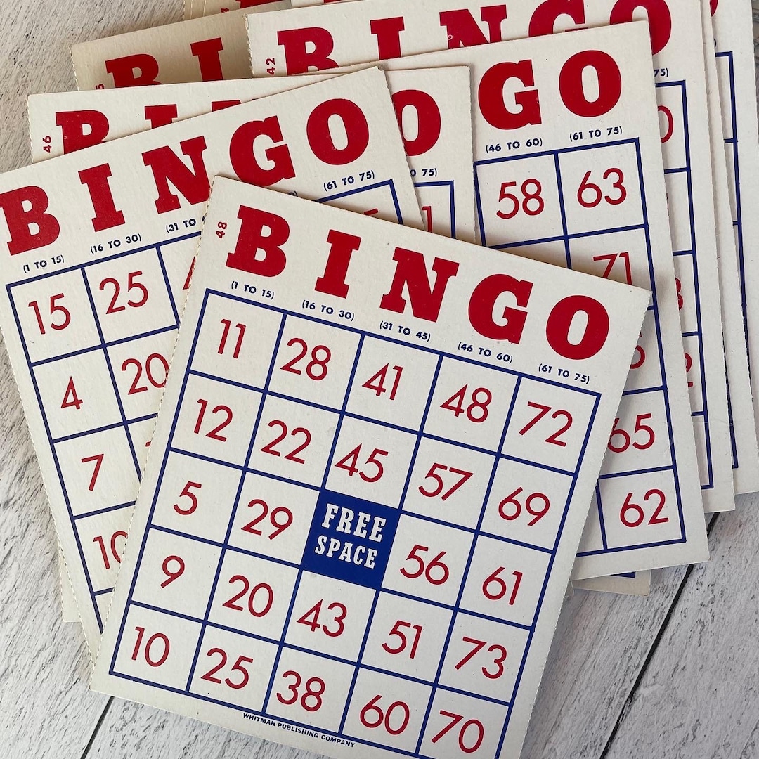 Vintage Whitman Red White and Blue Bingo Card- Single Card From the ...