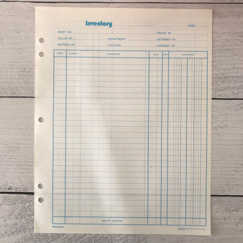 Vintage Wilson Jones Grayline Form 604-72 Inventory Sheets Set of 5 - Etsy