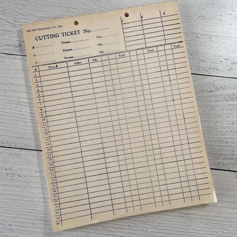 Vintage Cutting Ticket Forms for Clothiers & Dressmakers - Etsy