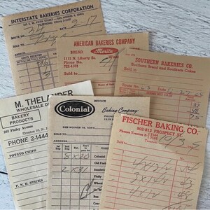 Bakery Receipts Set of 6 All From Different Bakeries From the 1940s-60s ...