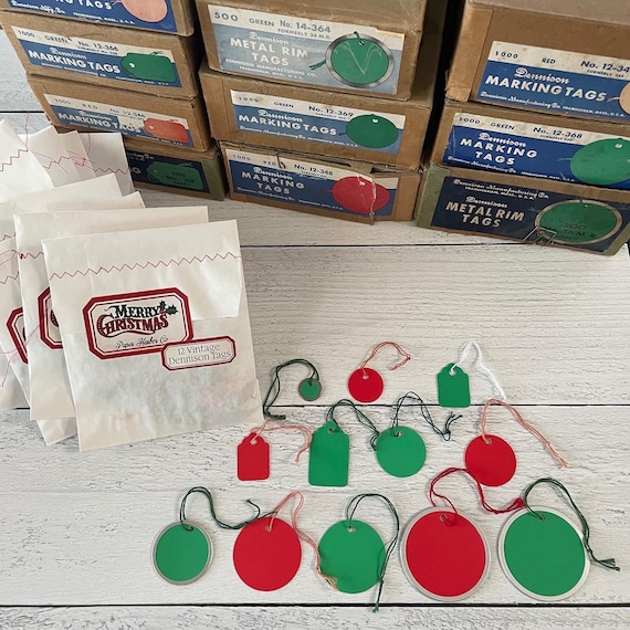 Vintage Dennison Tag Bag. One Dozen Vintage Dennison Red & | Etsy