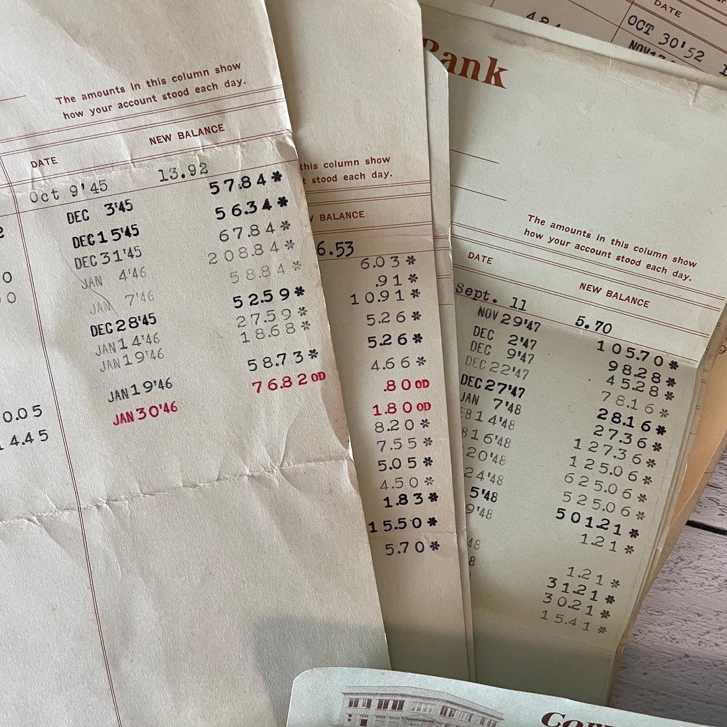 Vintage 1940s-60s Green Bank Statements | Etsy