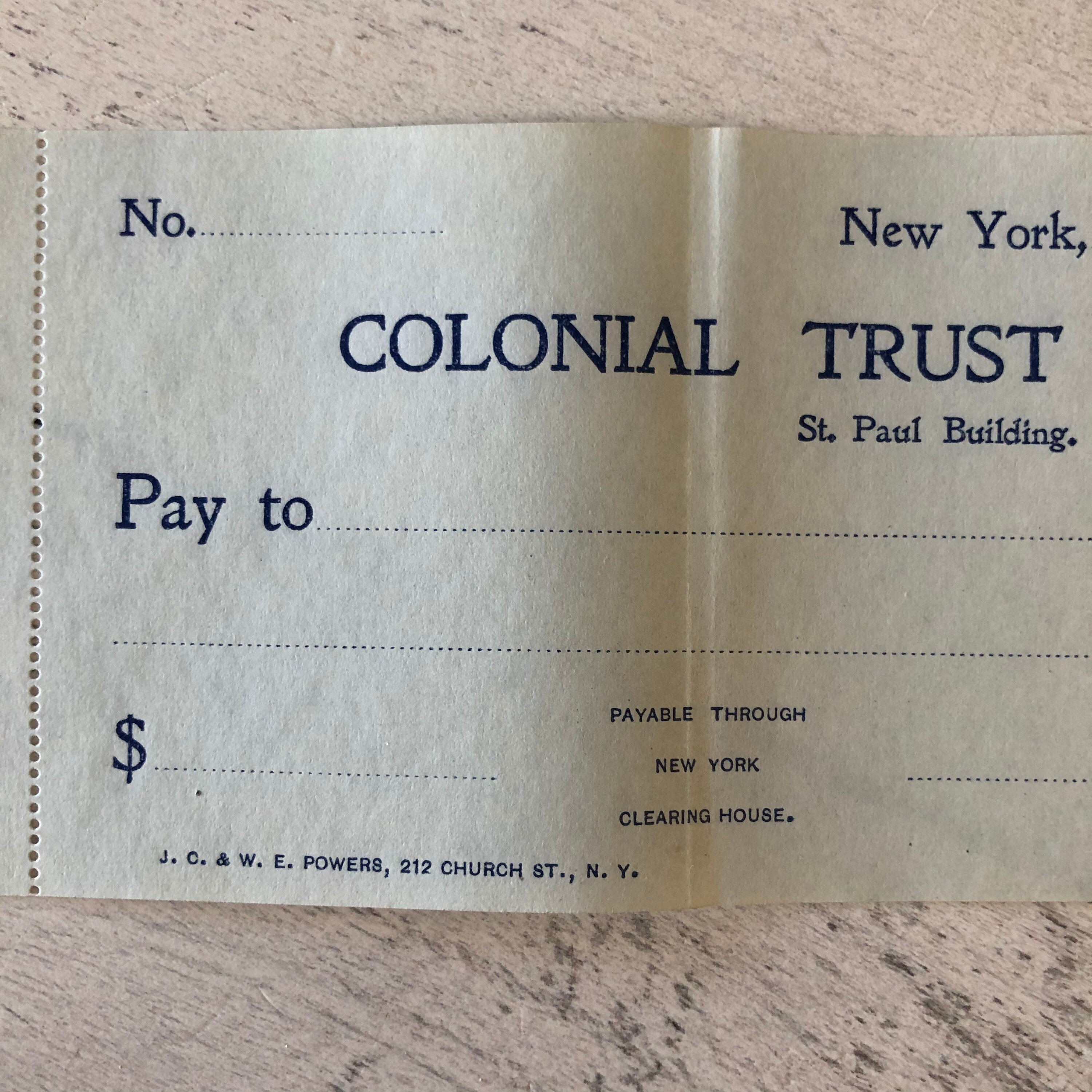 Antique 1890’s Colonial Trust Company of New York Checks With Stubs - Etsy