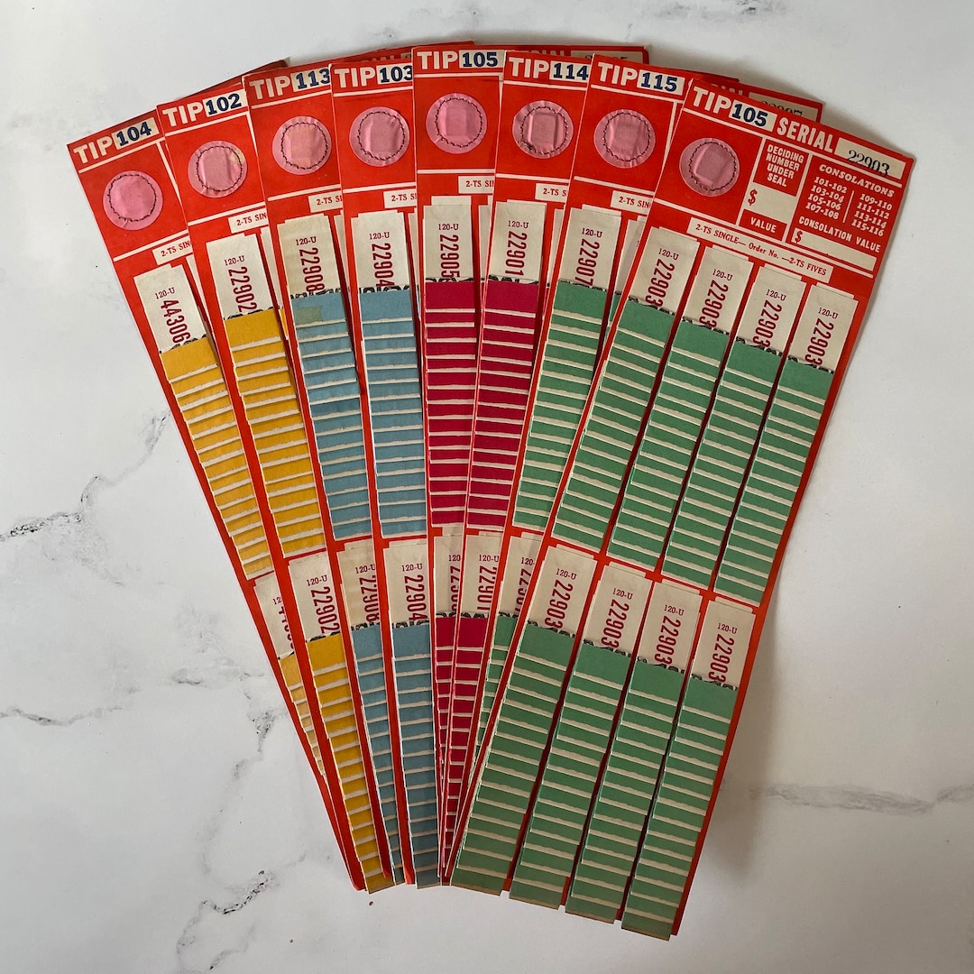 Vintage 1940s TIP Pull Tab Game Cards Unused NOS Lotto Gambling Fund ...