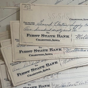 Vintage 1950s First State Bank Checks From Chariton, Iowa Set of 5 - Etsy