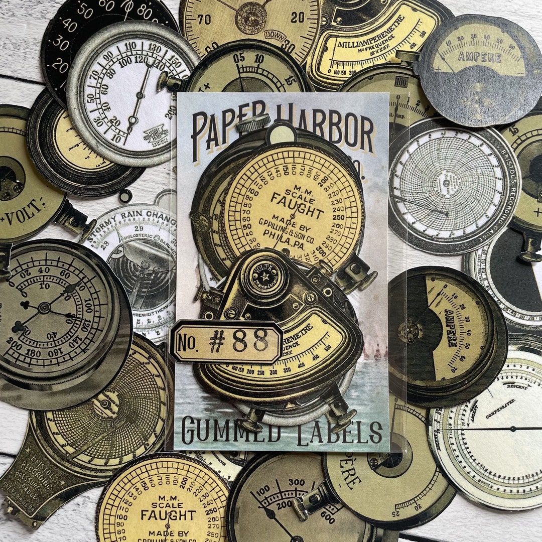 PHC No. 88 Antique Industrial Gauges Labels Set of 21 Large ...