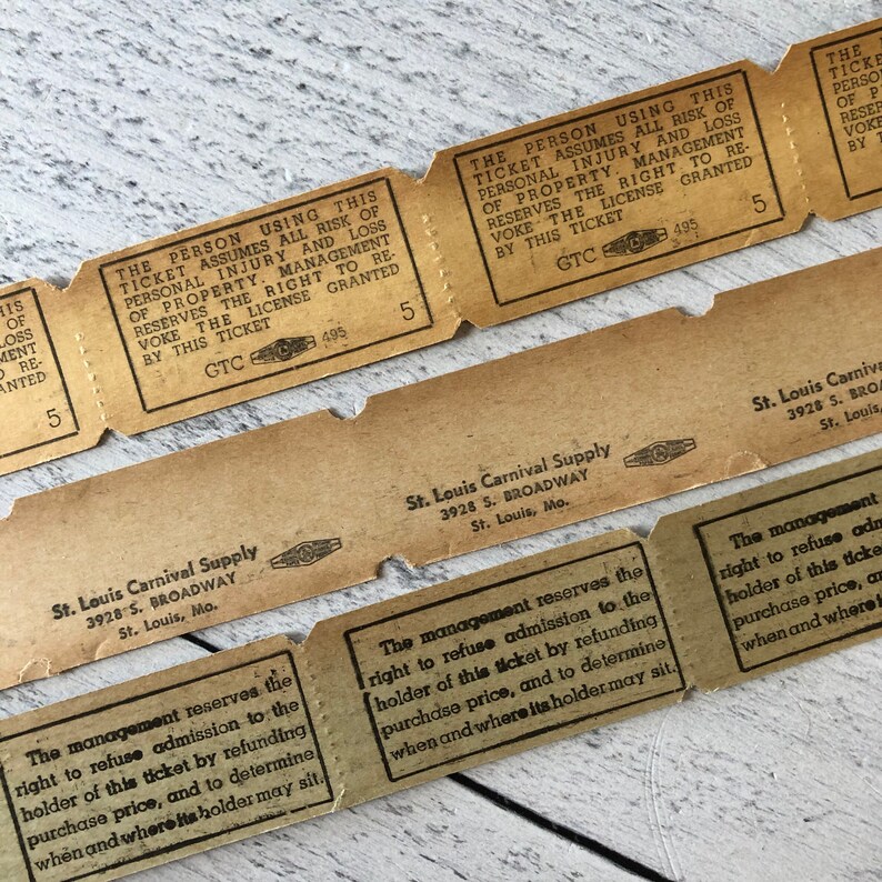 Antique Vintage Tickets Set of 6 Theatre Admit One | Etsy