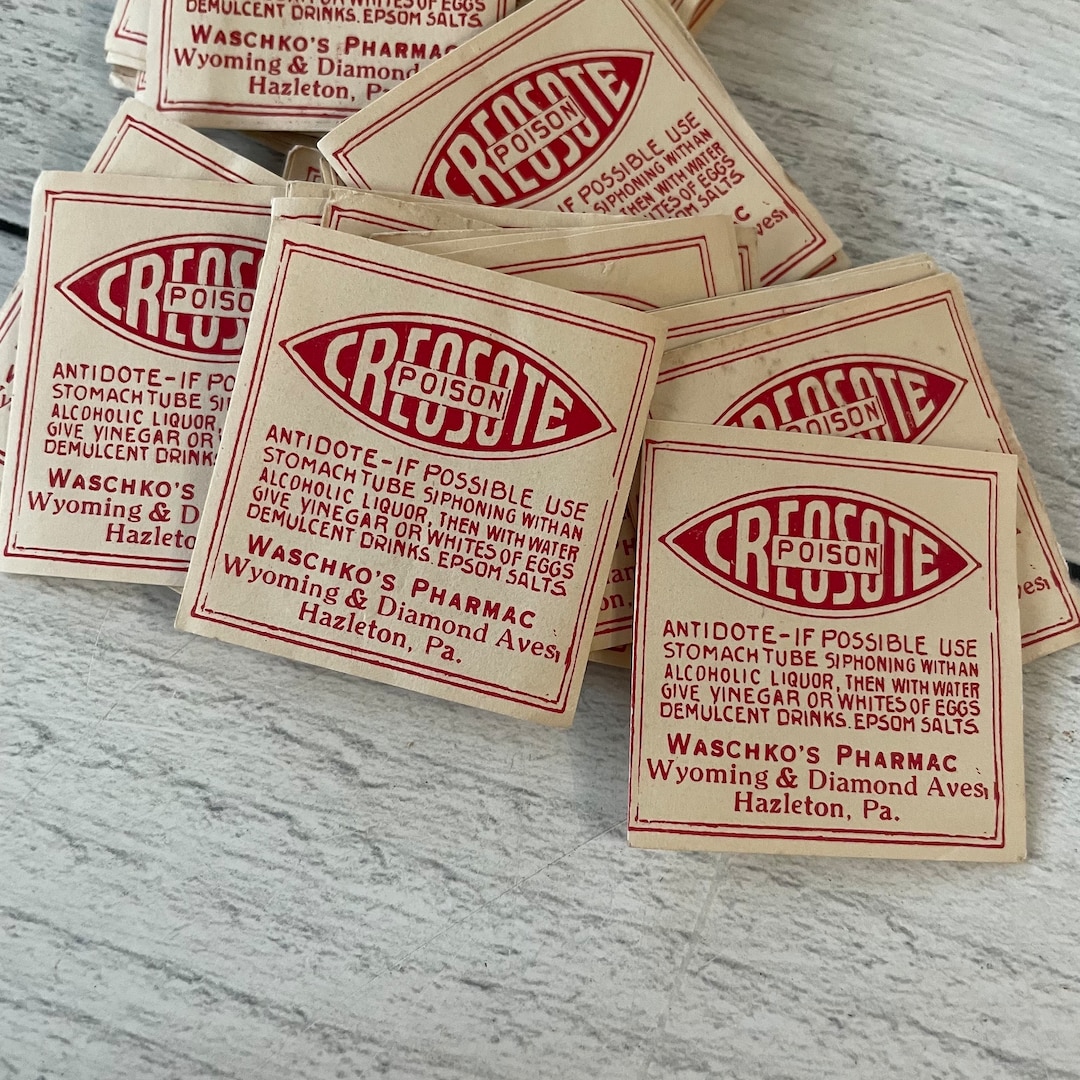 Vintage Waschko’s Pharmacy Apothecary Creosote Poison Labels Set of 3 ...