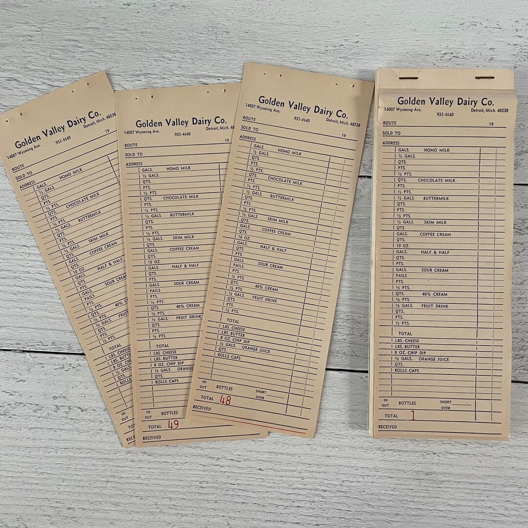 Vintage Golden Valley Dairy Co Duplicate Receipts Set of 2 Duplicates ...