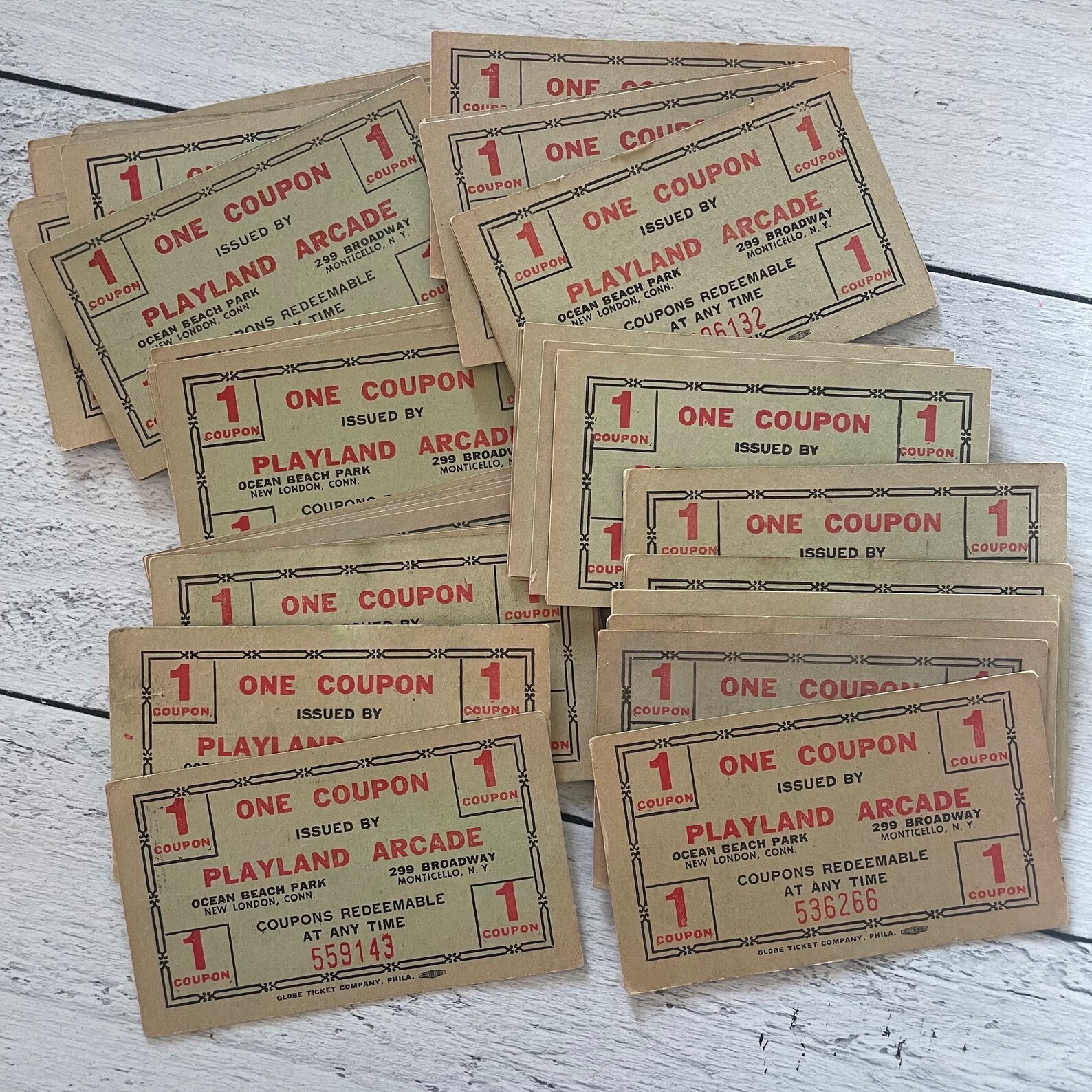 Vintage Playland Arcade Gaming Coupon, Single Ticket Made by the Globe ...