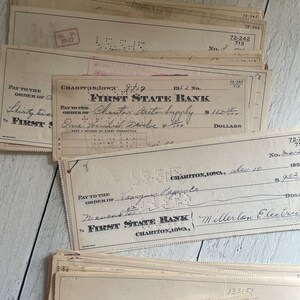 Vintage 1950s First State Bank Checks From Chariton, Iowa Set of 5 - Etsy