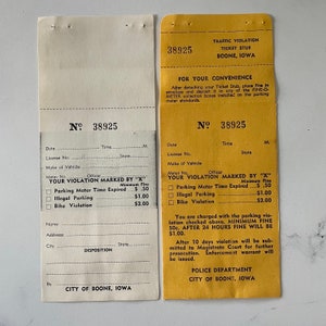 Vintage Police Boone, Iowa Parking Violation Single Ticket and Envelope ...