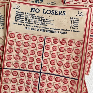 Antique Punch Board Game Cards, 1 Cent a Sale, NO LOSERS- One Board - Etsy