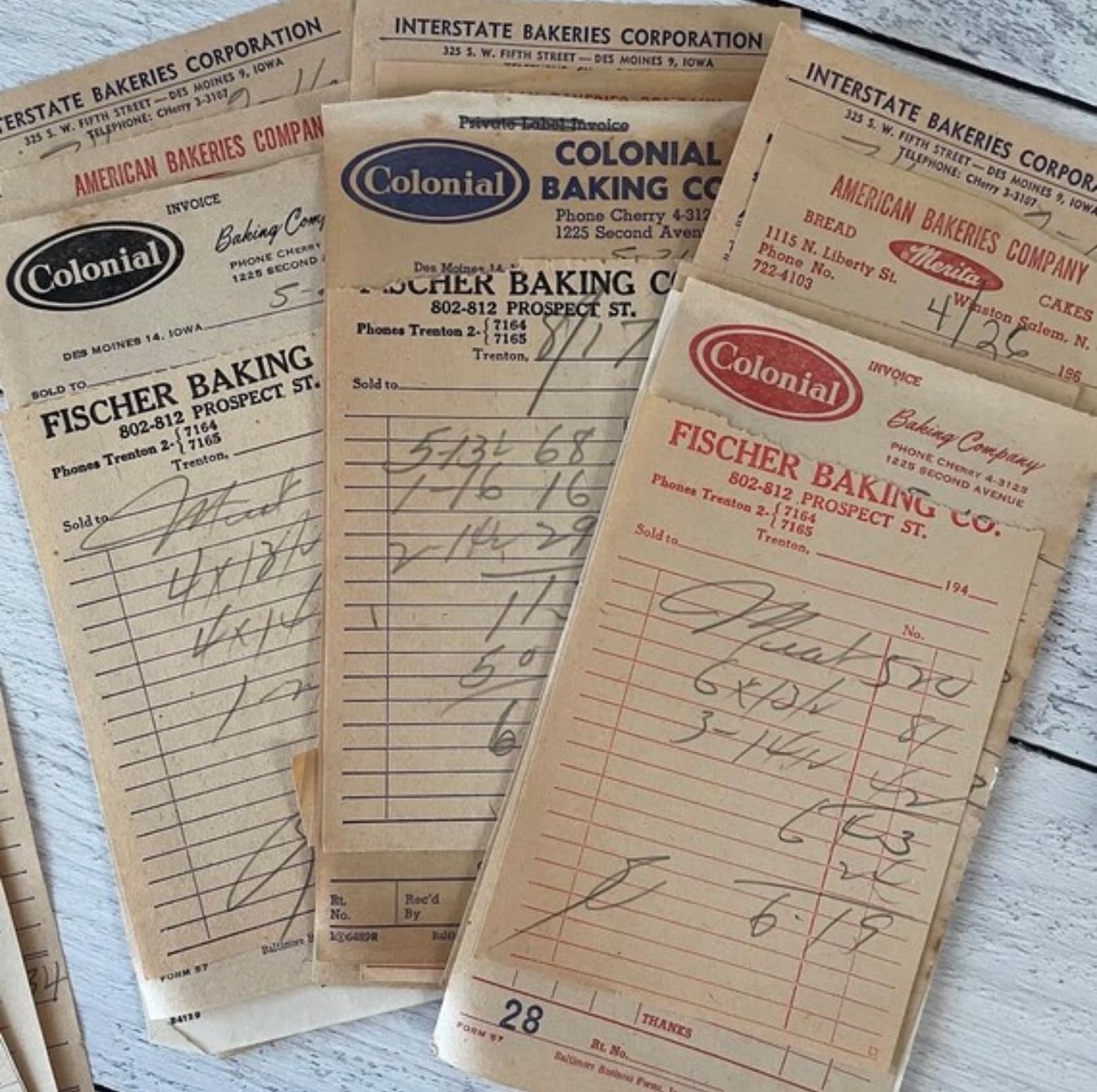 Bakery Receipts Set of 6 All From Different Bakeries From the 1940s-60s ...