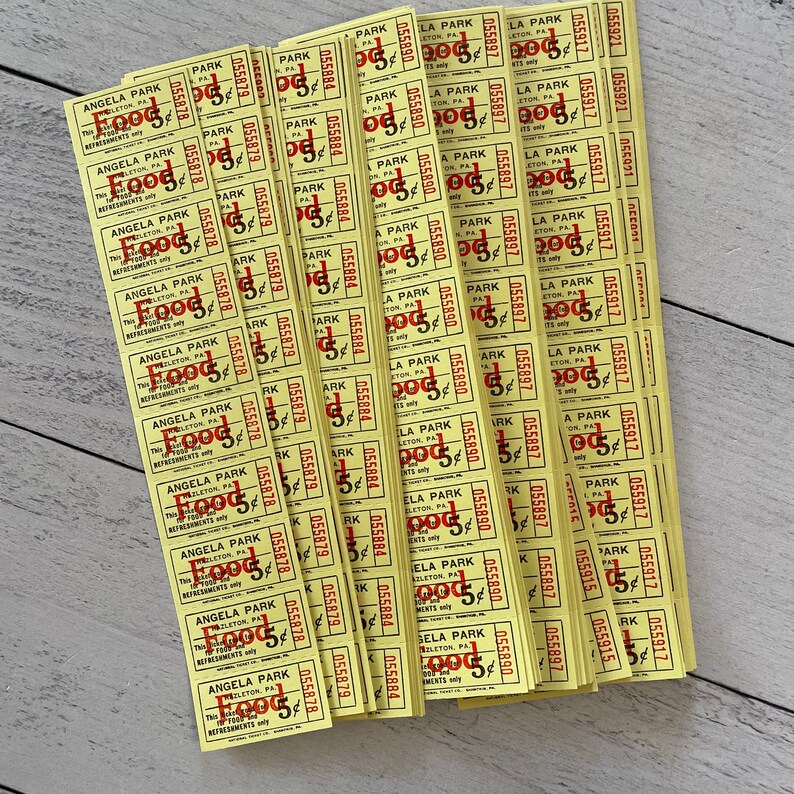 Vintage Angela Park Food Ticket Strip of 10 Perforated Tickets - Etsy UK