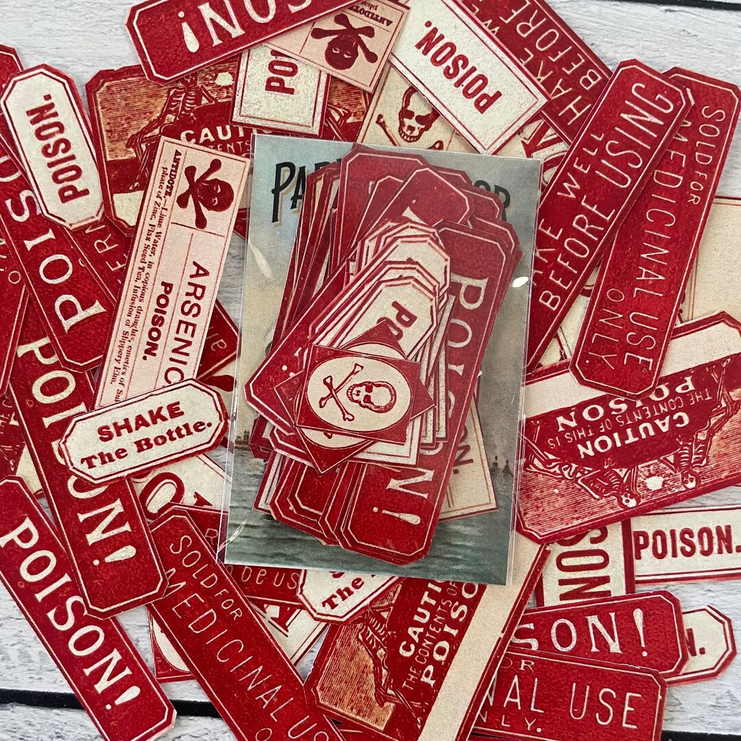 PHC No. 118 Antique Red Poison Pharmacy Apothecary Druggist Labels Set ...