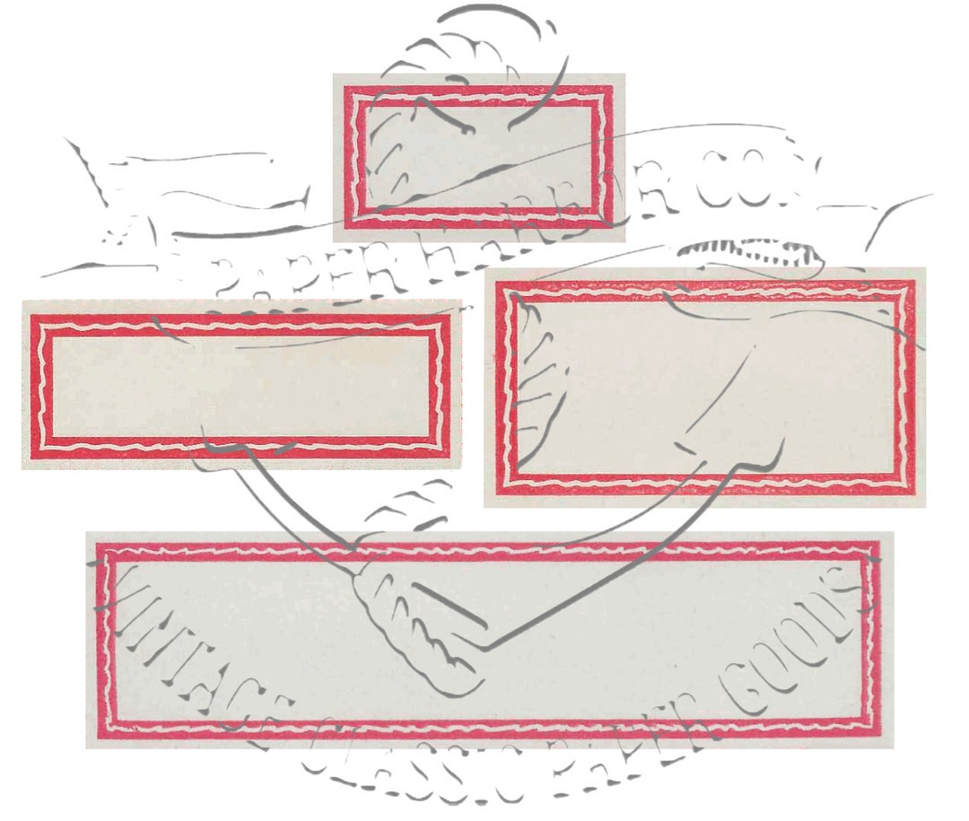 Vintage Red & White Labels Set of 4 PNG Digital Image Clip Art ...