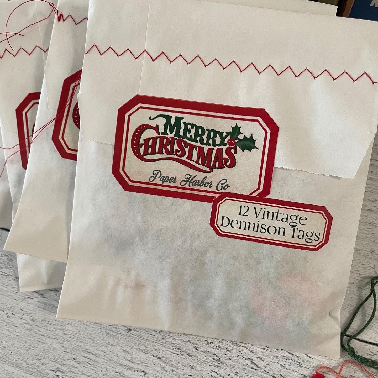 Vintage Dennison Tag Bag. One Dozen Vintage Dennison Red & | Etsy