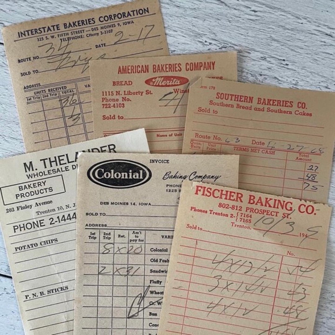 Bakery Receipts Set of 6 All From Different Bakeries From the 1940s-60s ...