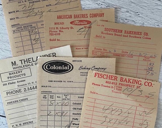 Bakery Receipts Set of 6 All From Different Bakeries From the 1940s-60s ...