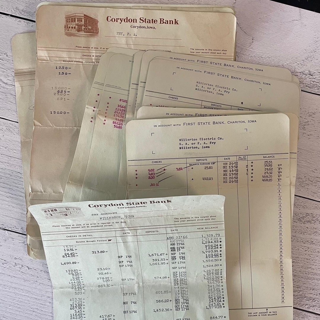 Vintage 1940s-60s Green Bank Statements - Etsy