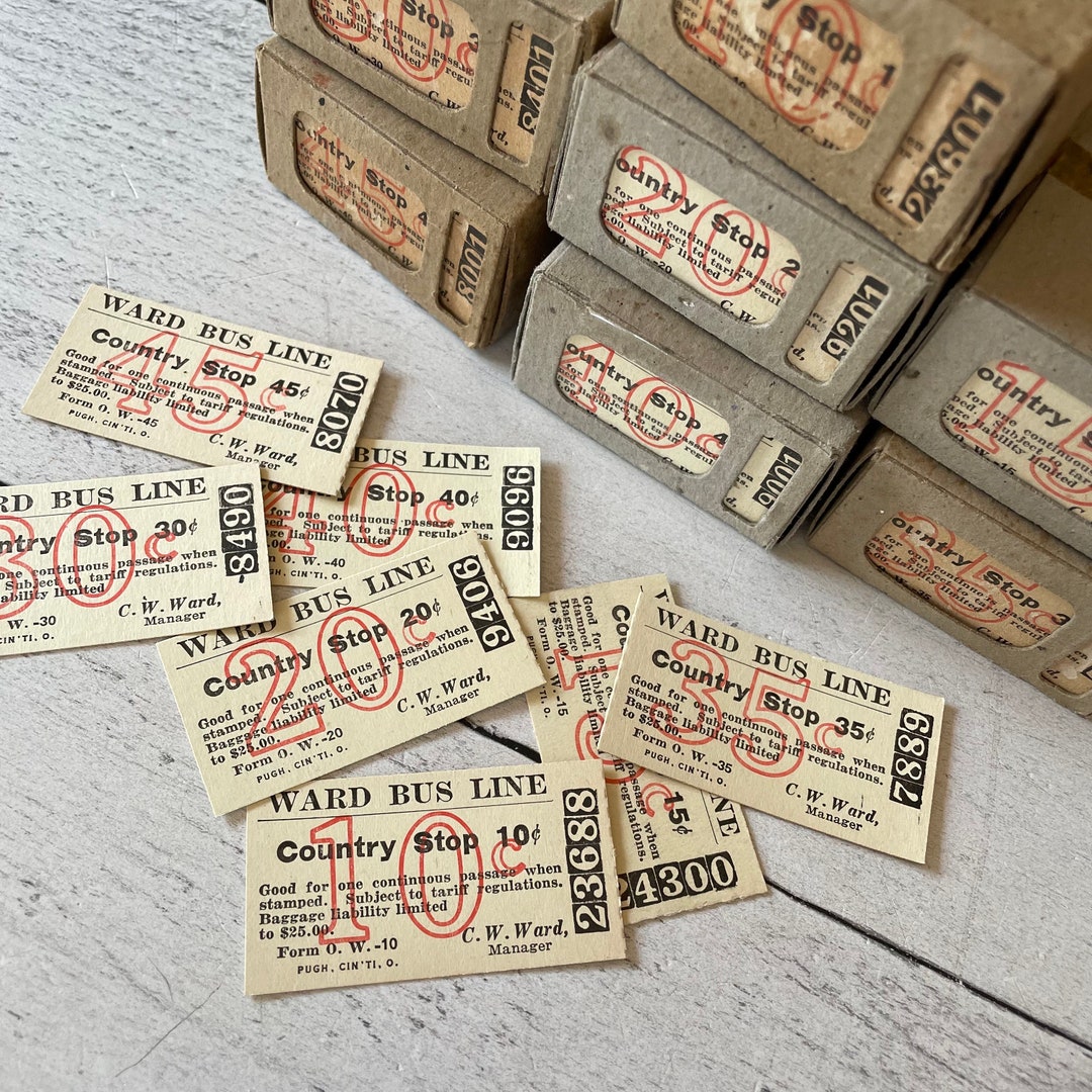 Vintage Ward Bus Lines Country Stop Tickets Set of 7 - Etsy