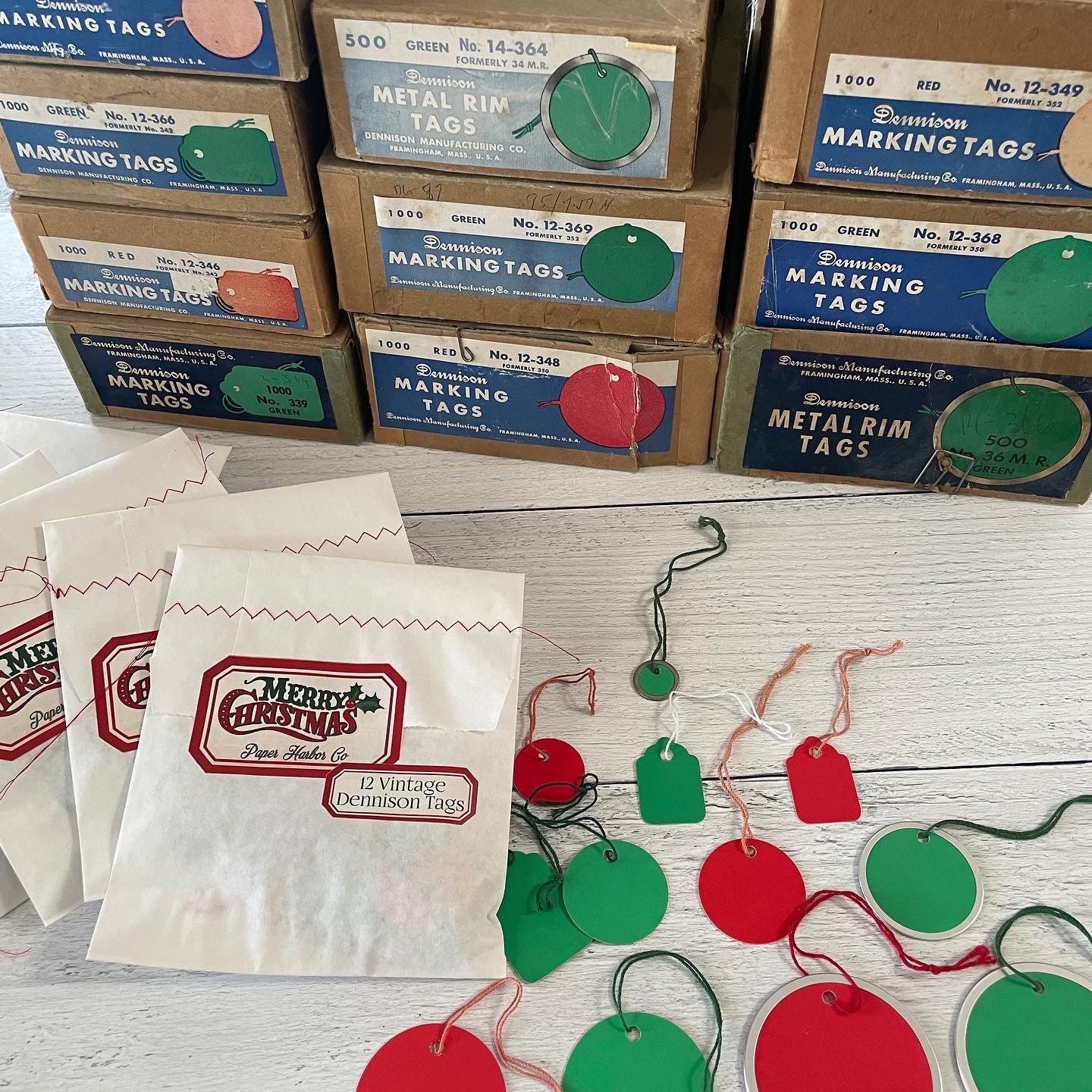 Vintage Dennison Tag Bag. One Dozen Vintage Dennison Red & | Etsy