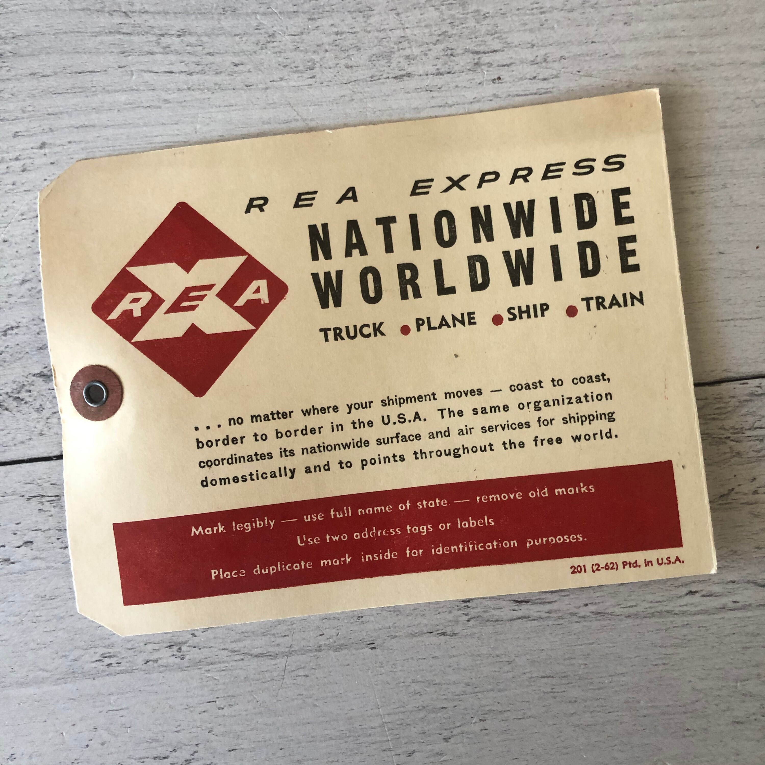 1960s Vintage REA Express Worldwide Shipping Giant Tag - Etsy