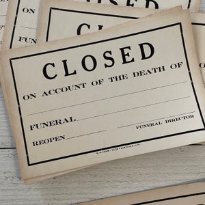 Closed for a Funeral Sign - Etsy