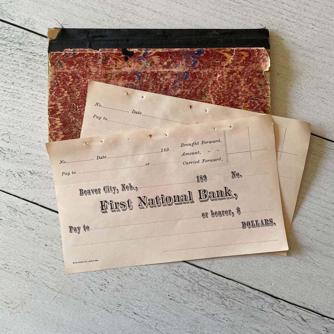 Antique Pink 1890’s Beaver City, Nebraska First National Bank Checks ...